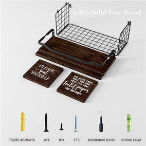 Wall Decor | Floating Shelves With 2 Bathroom Wall Dcor Sign With Paper ...